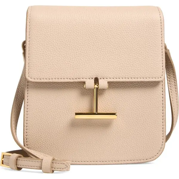 TOM FORD Mini Tara Grained Leather Crossbody Bag - Beige