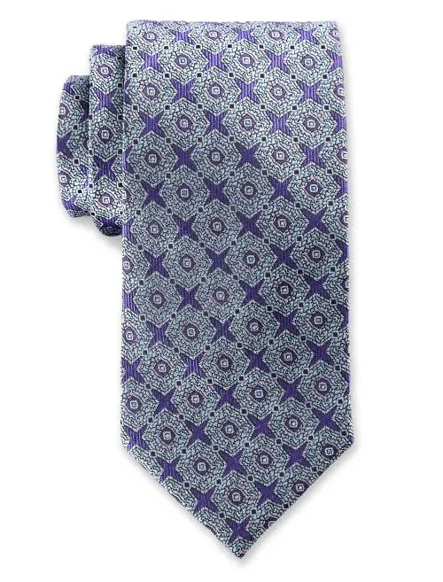 OAK HILL PREMIUM BY DXL Big & Tall Medallion Silk Tie - Blue