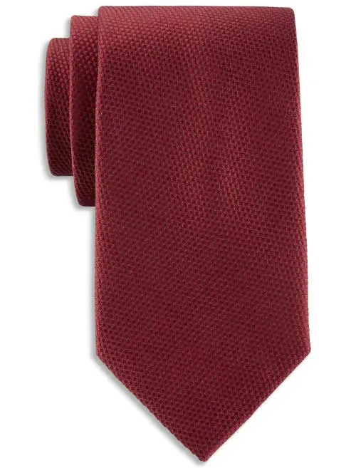 OAK HILL PREMIUM BY DXL Big And Tall Textured Silk Necktie - Burgundy