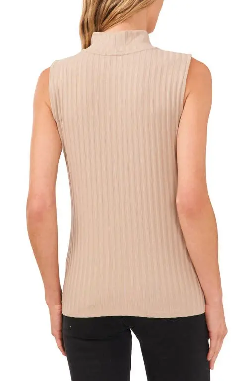 CECE DUPRAZ Mock Neck Ribbed Tank - Almond Beige
