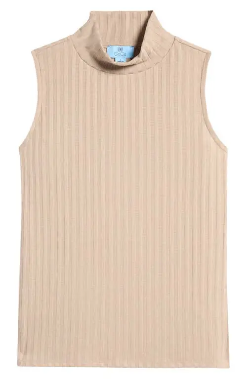 CECE DUPRAZ Mock Neck Ribbed Tank - Almond Beige