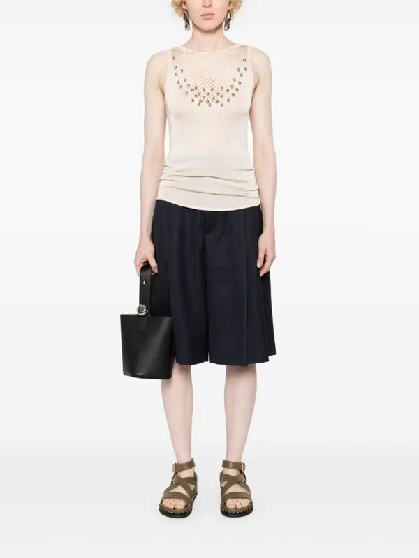 Rabanne Bead-embellished Knitted Top - Neutrals