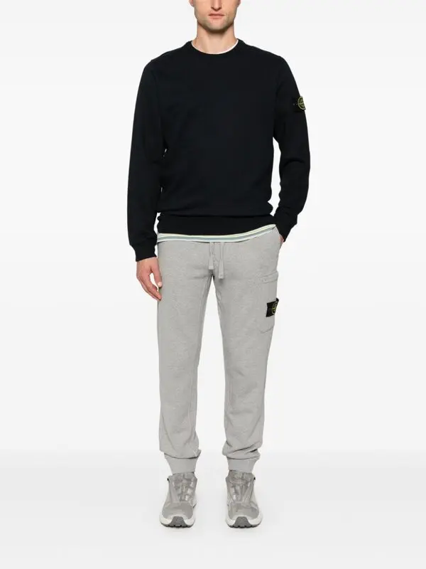 Stone Island Compass-badge Mélange Tapered Trousers - Grey