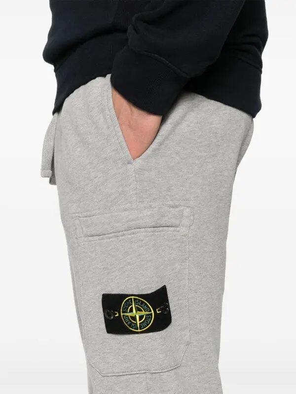 Stone Island Compass-badge Mélange Tapered Trousers - Grey