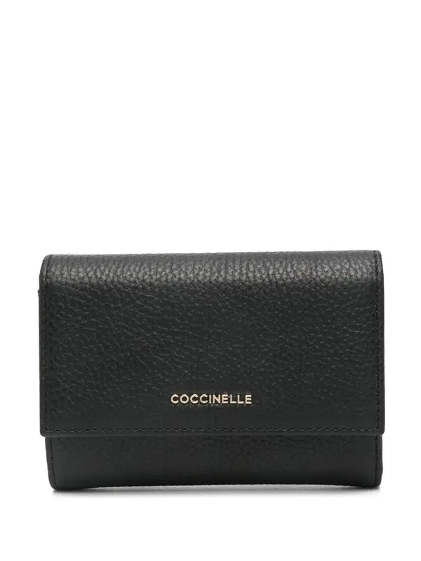 COCCINELLE Medium Metallic Soft Leather Wallet - Black