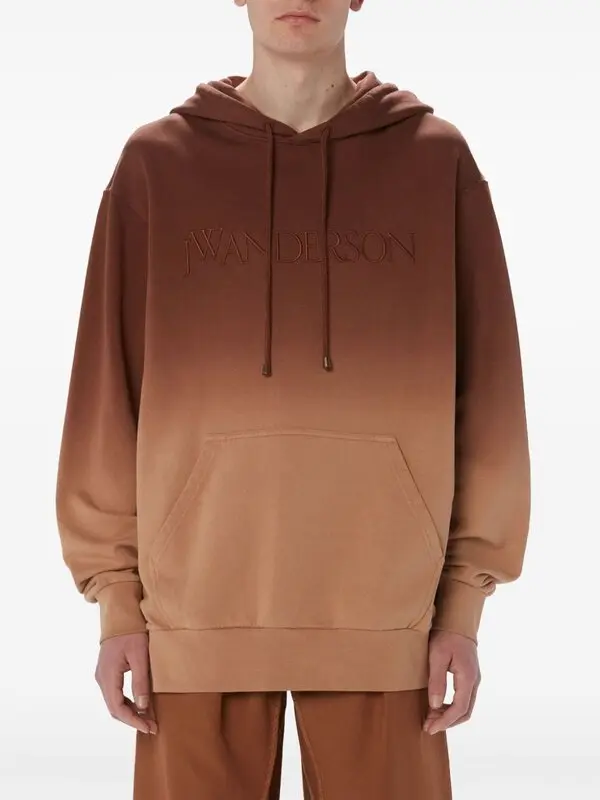 JW Anderson Logo-embroidered Gradient-effect Hoodie - Brown