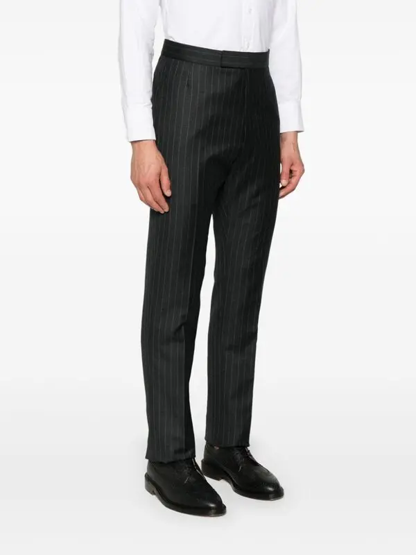 Thom Browne Pinstripe Wool Trousers - Grey
