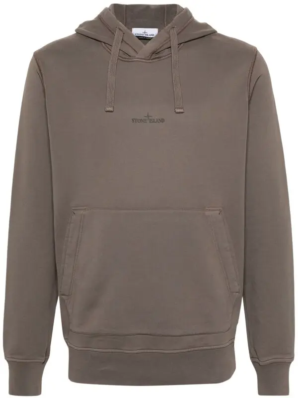 Stone Island Cotton Hoodie With Logo Detail - Neutrals