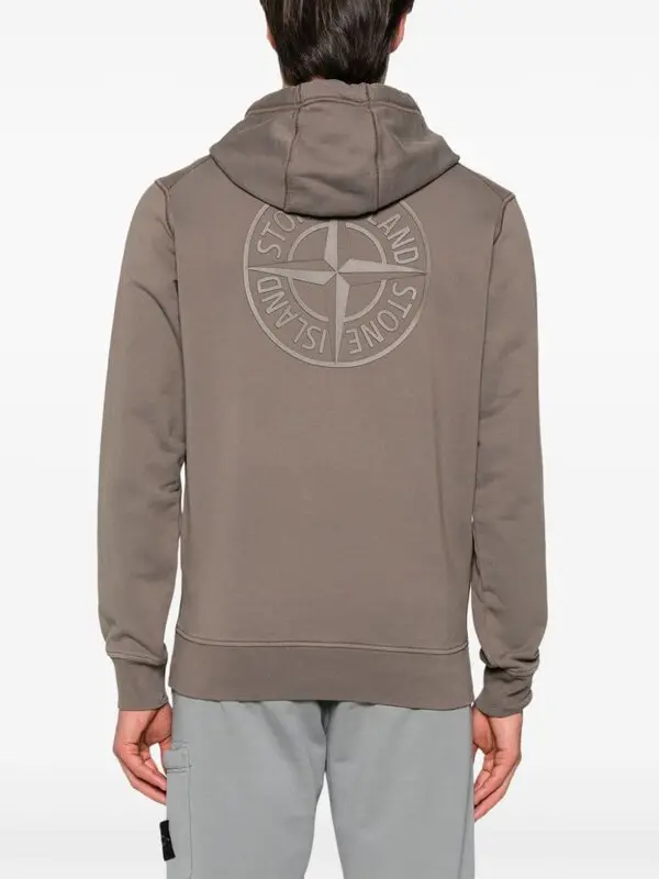 Stone Island Cotton Hoodie With Logo Detail - Neutrals