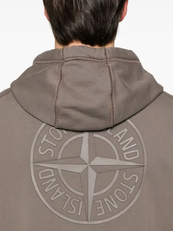 Stone Island Cotton Hoodie With Logo Detail - Neutrals