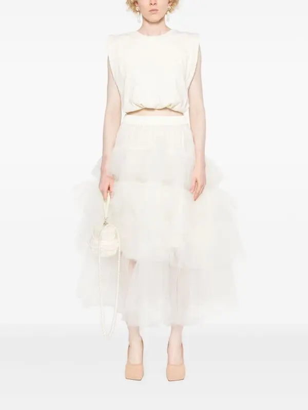 Simone Rocha Tulle Midi Skirt - White