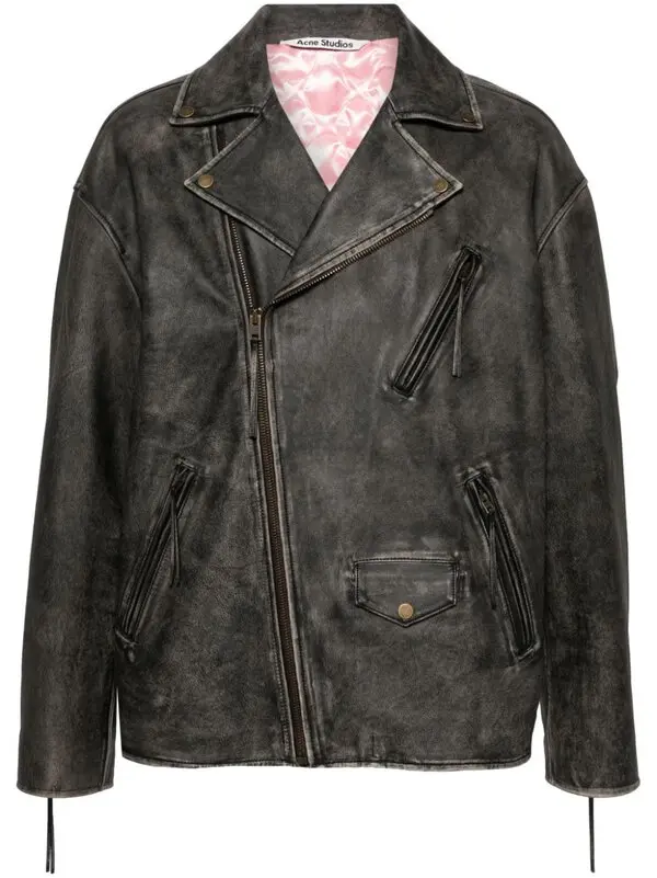 Acne Studios Logo-embossed Biker Leather Jacket