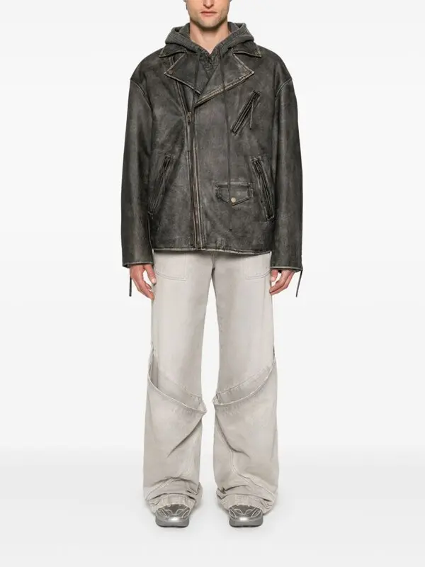 Acne Studios Logo-embossed Biker Leather Jacket