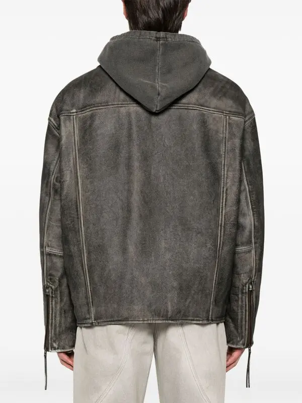 Acne Studios Logo-embossed Biker Leather Jacket