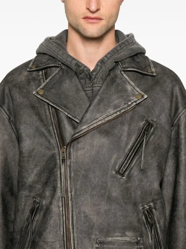 Acne Studios Logo-embossed Biker Leather Jacket
