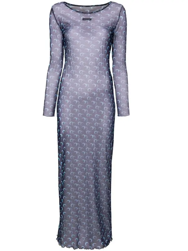 MARINE SERRE Crescent Moon-print Maxi Dress