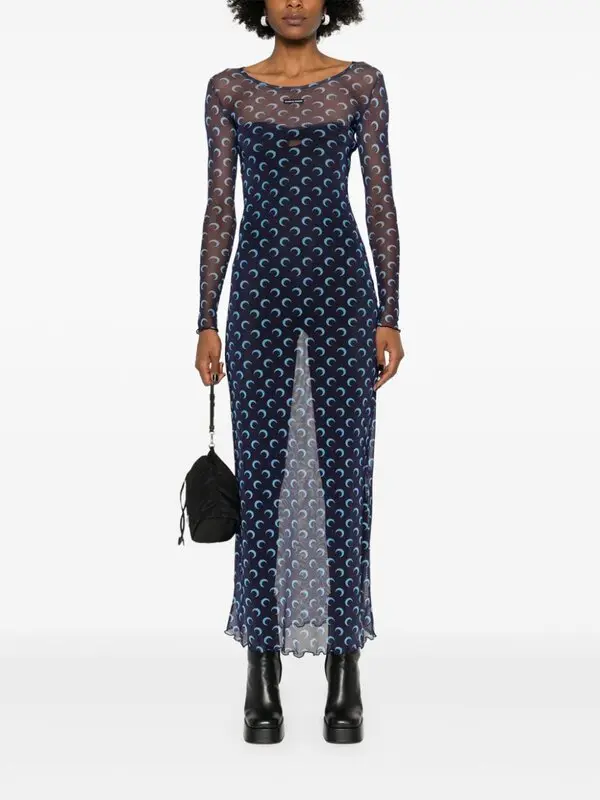 MARINE SERRE Crescent Moon-print Maxi Dress