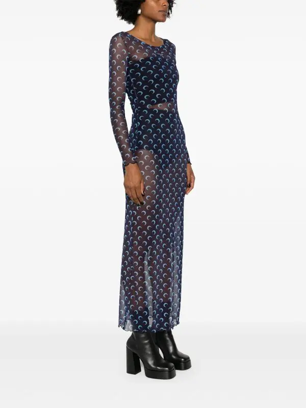 MARINE SERRE Crescent Moon-print Maxi Dress