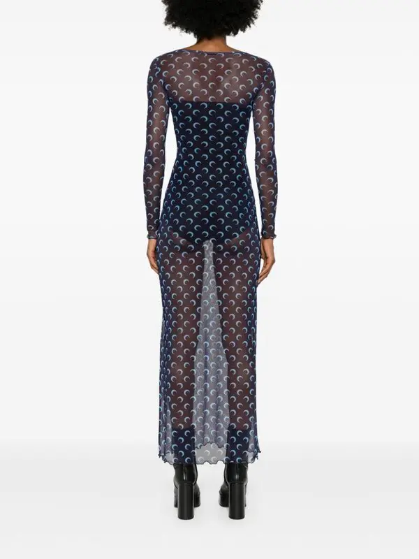 MARINE SERRE Crescent Moon-print Maxi Dress