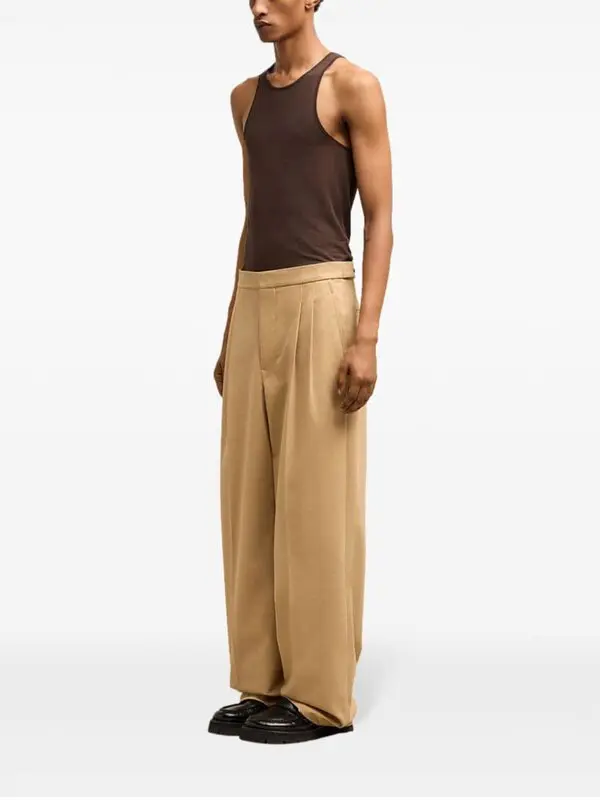 Ami Cotton Wide-leg Trousers - Neutrals