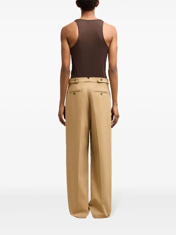 Ami Cotton Wide-leg Trousers - Neutrals