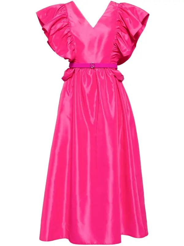 SAIID KOBEISY Ruffled Taffeta Midi Dress - Pink