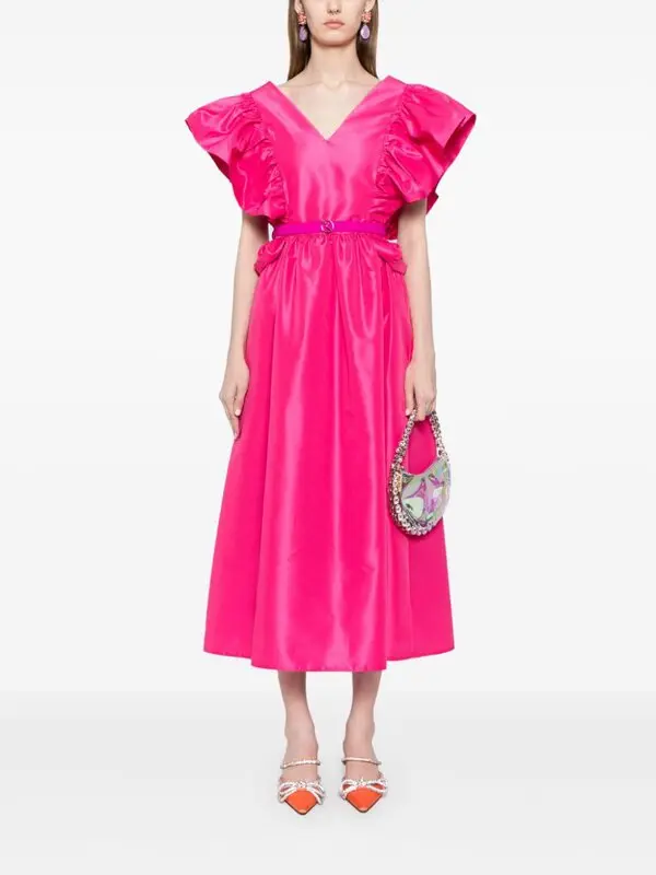 SAIID KOBEISY Ruffled Taffeta Midi Dress - Pink