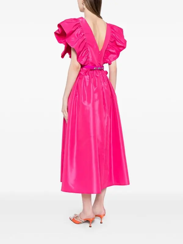 SAIID KOBEISY Ruffled Taffeta Midi Dress - Pink