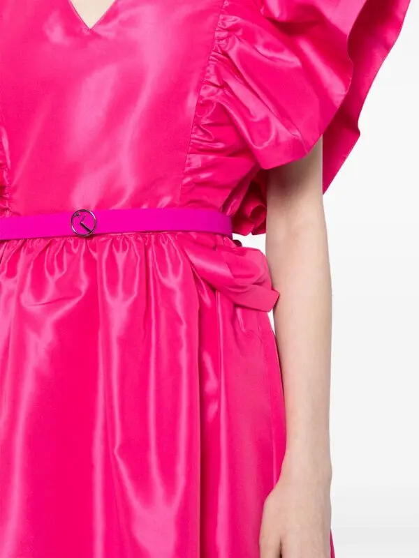 SAIID KOBEISY Ruffled Taffeta Midi Dress - Pink