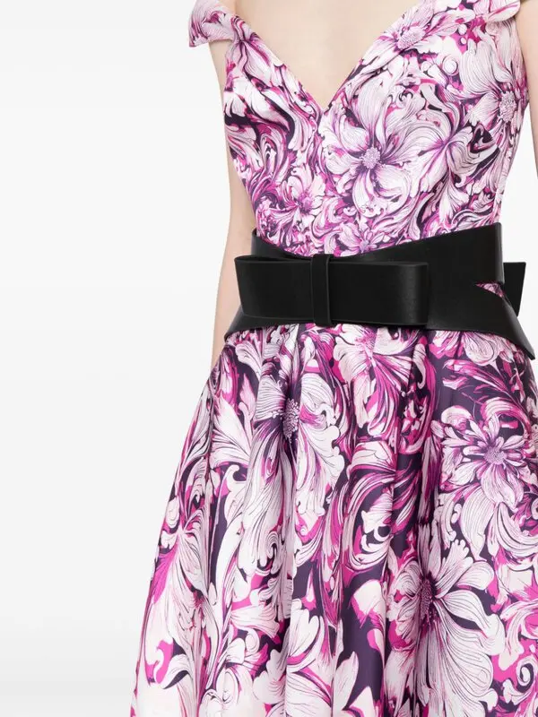 SAIID KOBEISY Floral-print Off-shoulder Gown - White