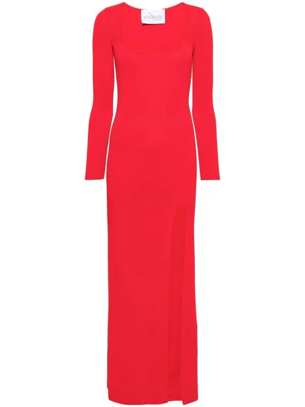 ANA RADU Knitted Maxi Dress - Red