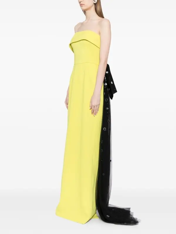 SAIID KOBEISY Bow Off-shoulder Gown - Green