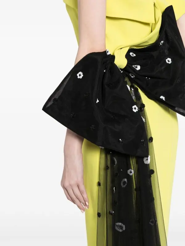 SAIID KOBEISY Bow Off-shoulder Gown - Green