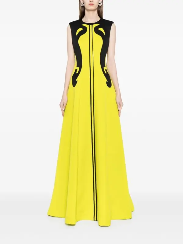 SAIID KOBEISY Panelled Neoprene Gown - Green