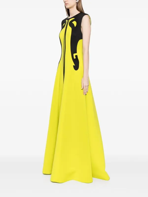 SAIID KOBEISY Panelled Neoprene Gown - Green