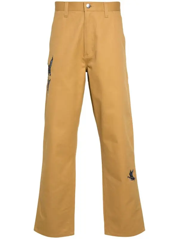 Carhartt Work In Progress Ducks-embroidered Straight-leg Trousers - Yellow