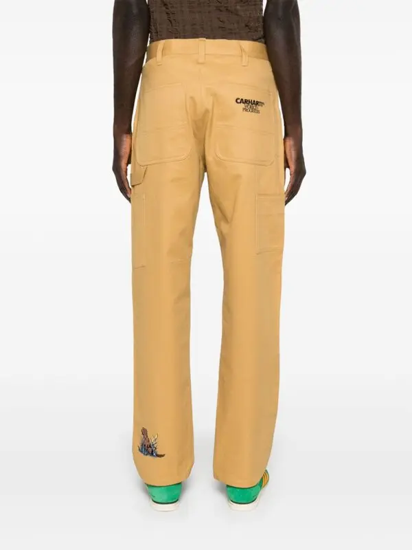 Carhartt Work In Progress Ducks-embroidered Straight-leg Trousers - Yellow