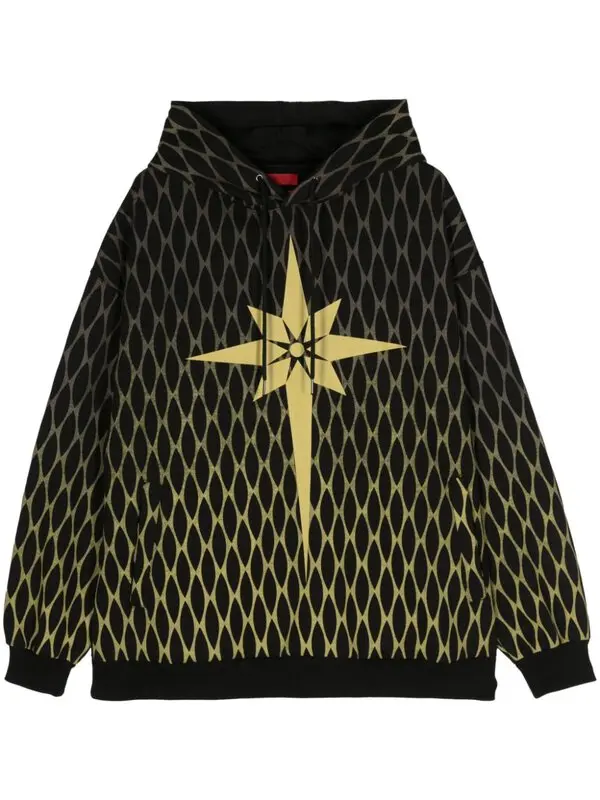 KUSIKOHC Origami-print Cotton Hoodie