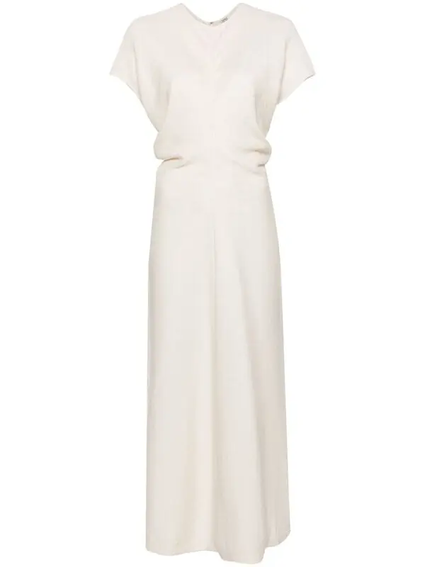 TOTEME Slouch Waist Crinkled Maxi Dress - Neutrals