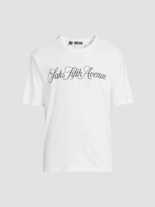 SAKS FIFTH AVENUE Collection Logo-embroidered Cotton T-shirt - White