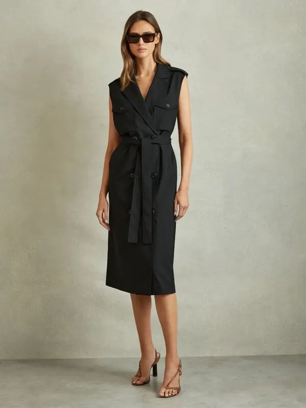 REISS Kimora Wool-blend Double-breasted Midi Dress