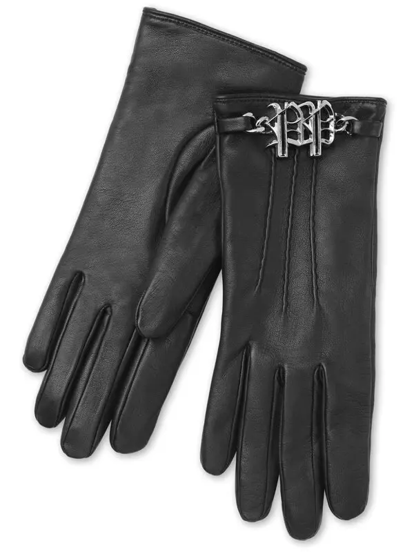 Philipp Plein Nappa Leather Gloves - Black
