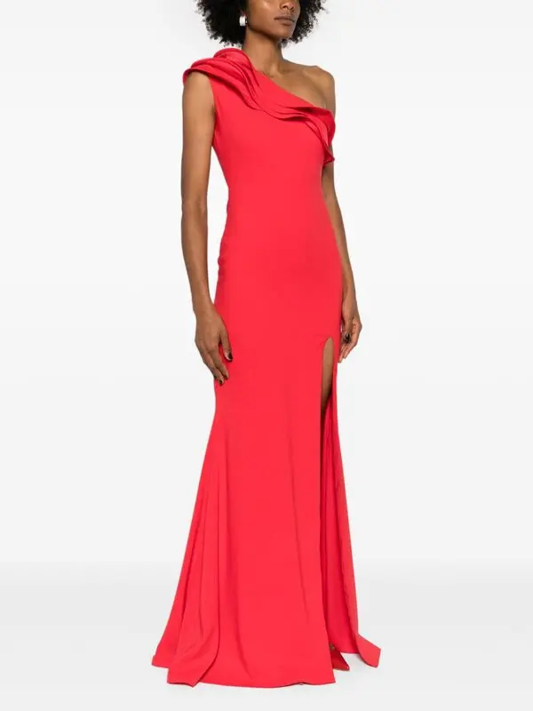 Ana Radu Ruffle-Detail One-Shoulder Dress - Red | Editorialist