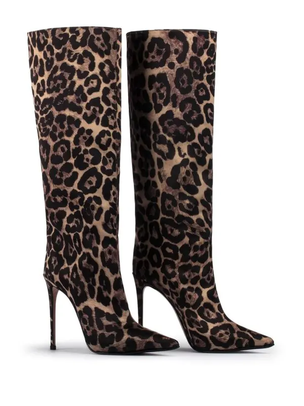 LE SILLA Eva 120mm Leopard-print Boots - Brown