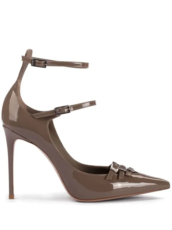 LE SILLA Morgana 120mm Patent-leather Pumps - Brown