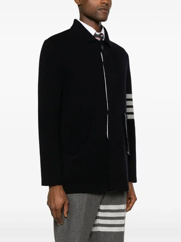 Thom Browne Stripe-detailing Wool Blend Cardigen-coat