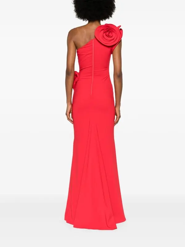 ANA RADU One-shoulder Floral Appliqué Dress