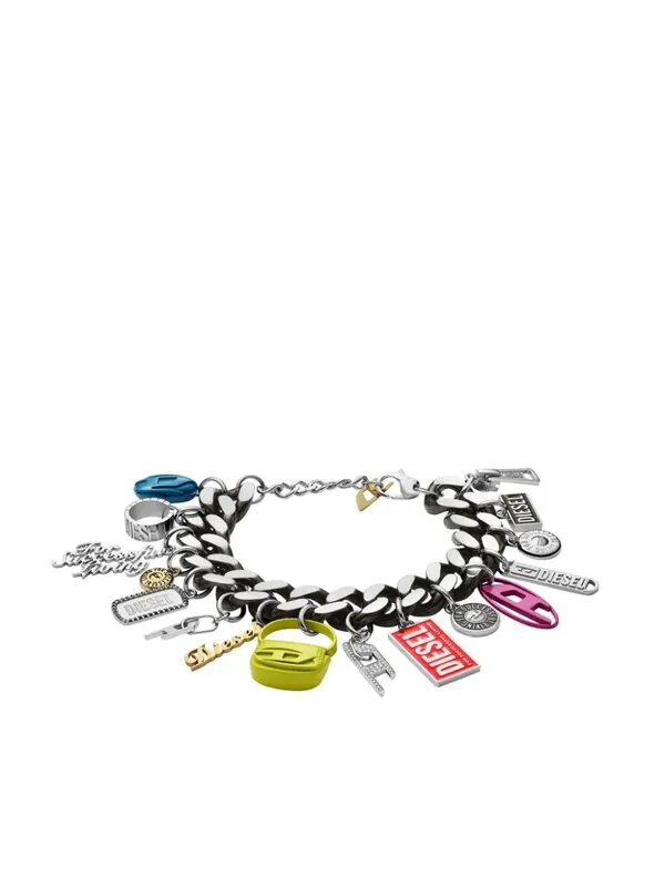 DIESEL® Charm-detail Chain Bracelet - Silver