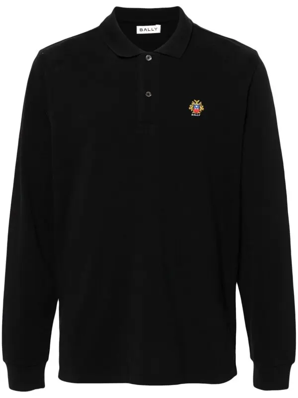 Bally Logo-embroidered Organic Cotton Polo Shirt - Black
