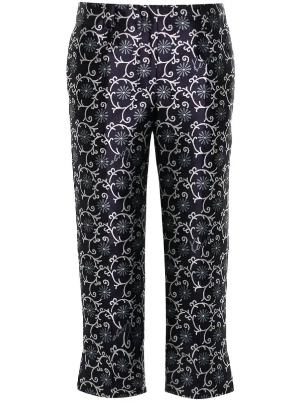 Kenzo Marguerite Jacquard Cropped Trousers - Blue
